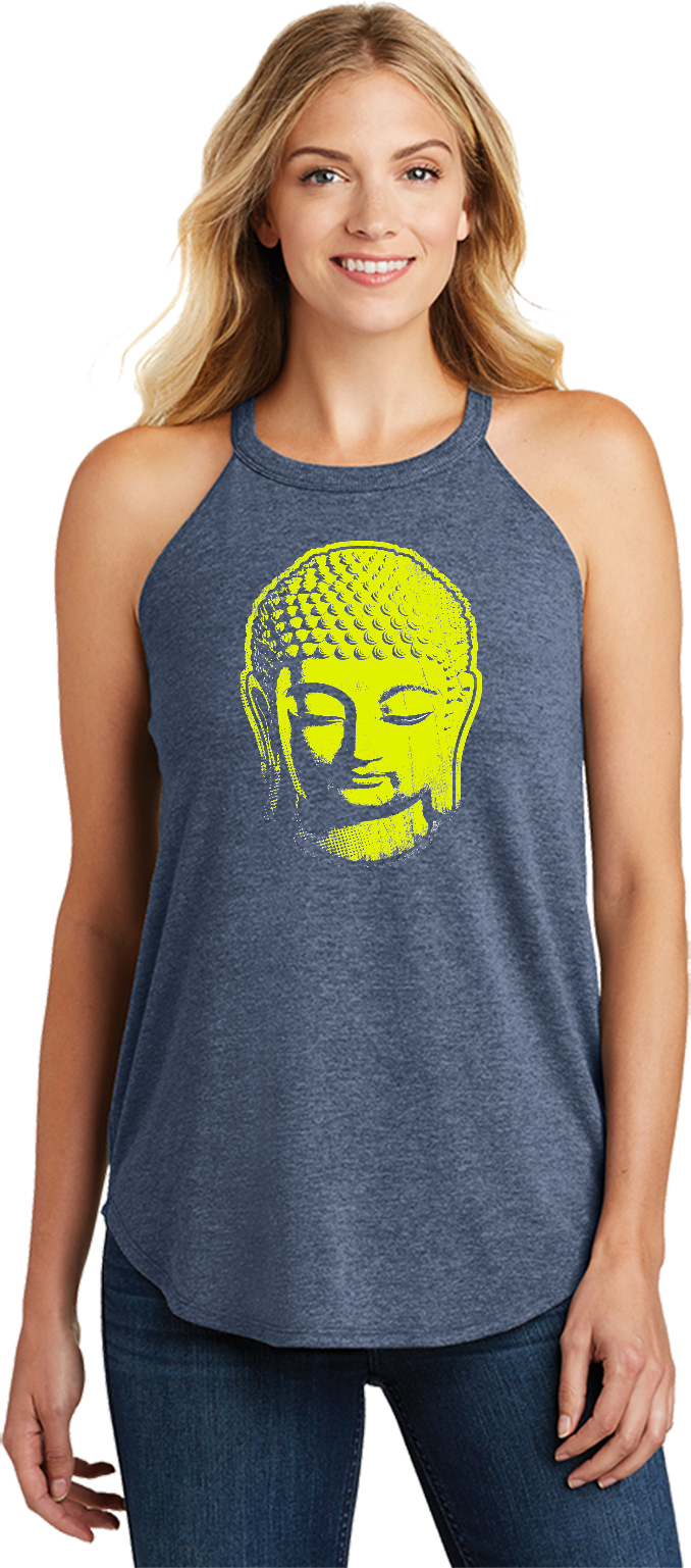 Womens Yoga Tank Top Neon Yellow Buddha Triblend Rocker Tanktop | eBay